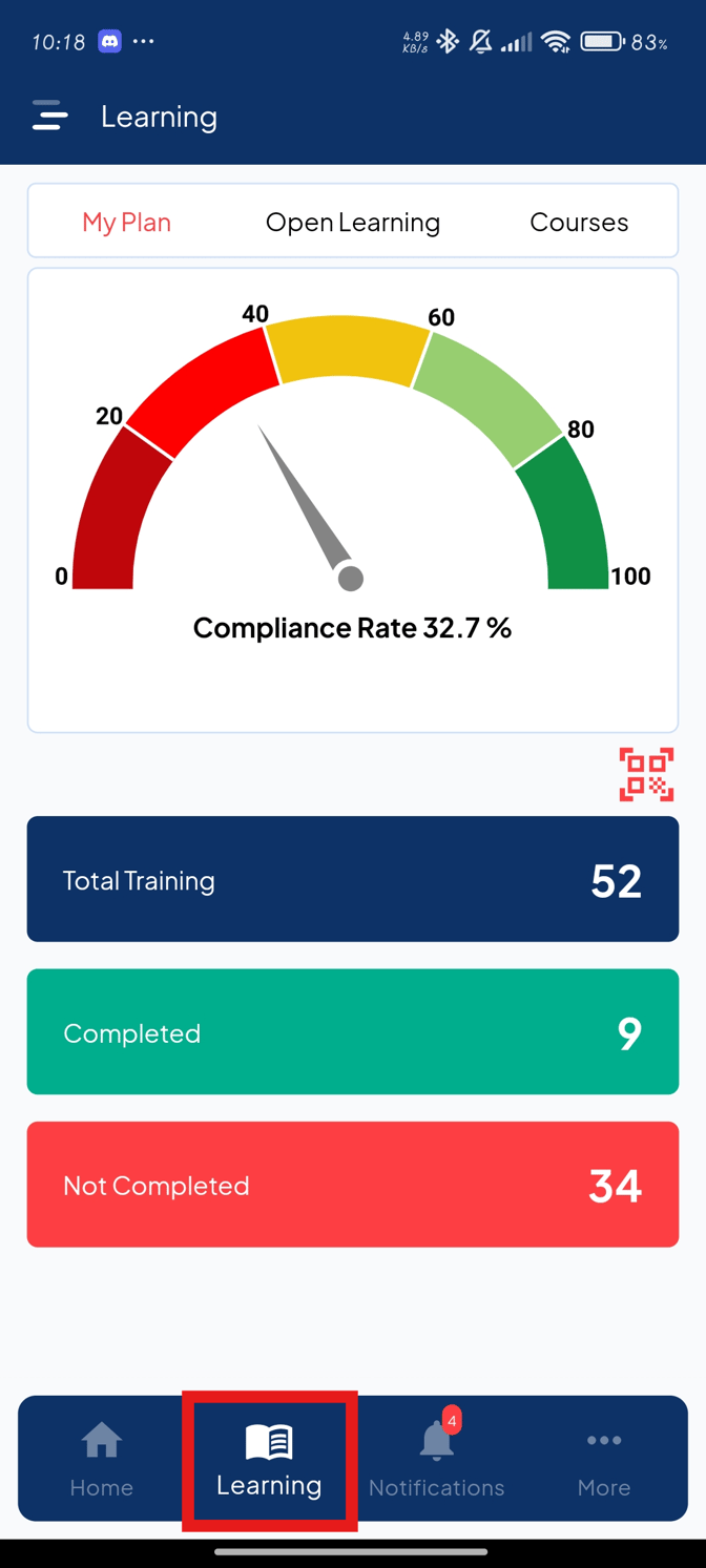 How can the learning be completed on the Nvolve App on a Mobile