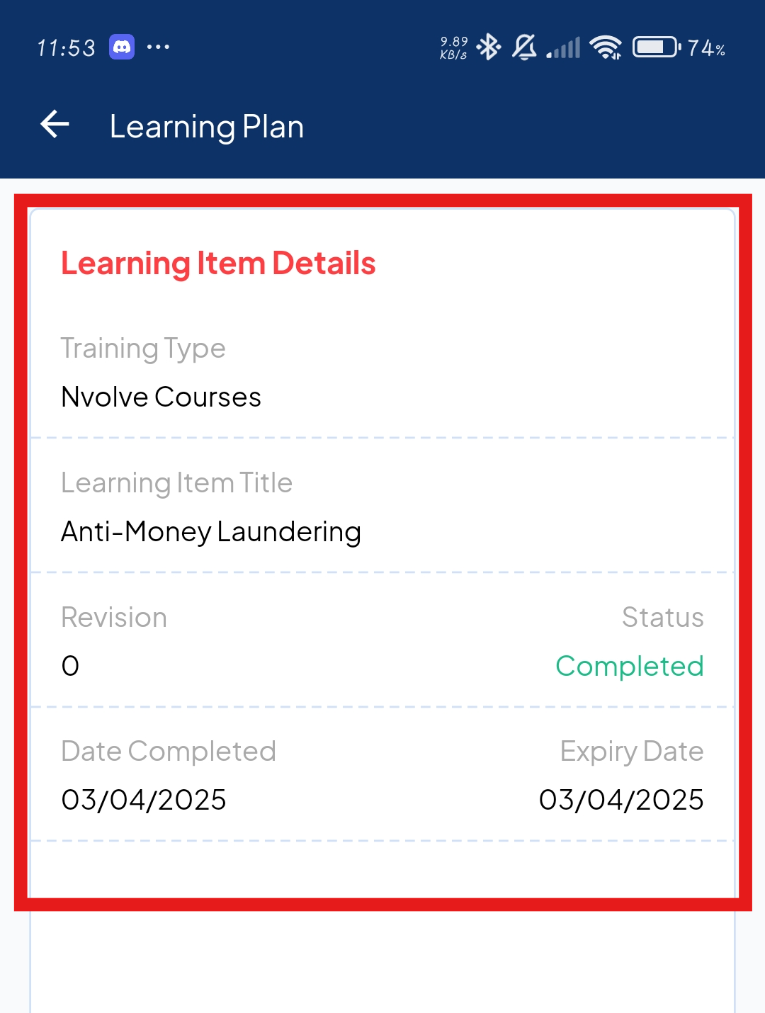 How can the learning be completed on the Nvolve App on a Mobile