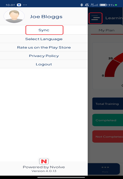How can the learning be completed on the Nvolve App on a Mobile